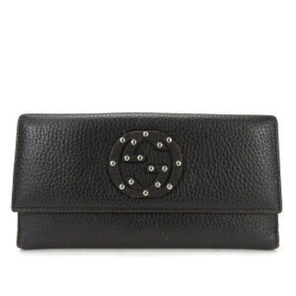 Gucci Bi Fold Long Wallet Interlocking Gg Black - Gem